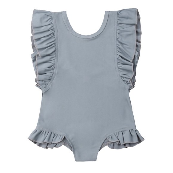 Styles I Love | Swim | Ruffles Soild Grey Little Girl Onepiece Swimsuit ...